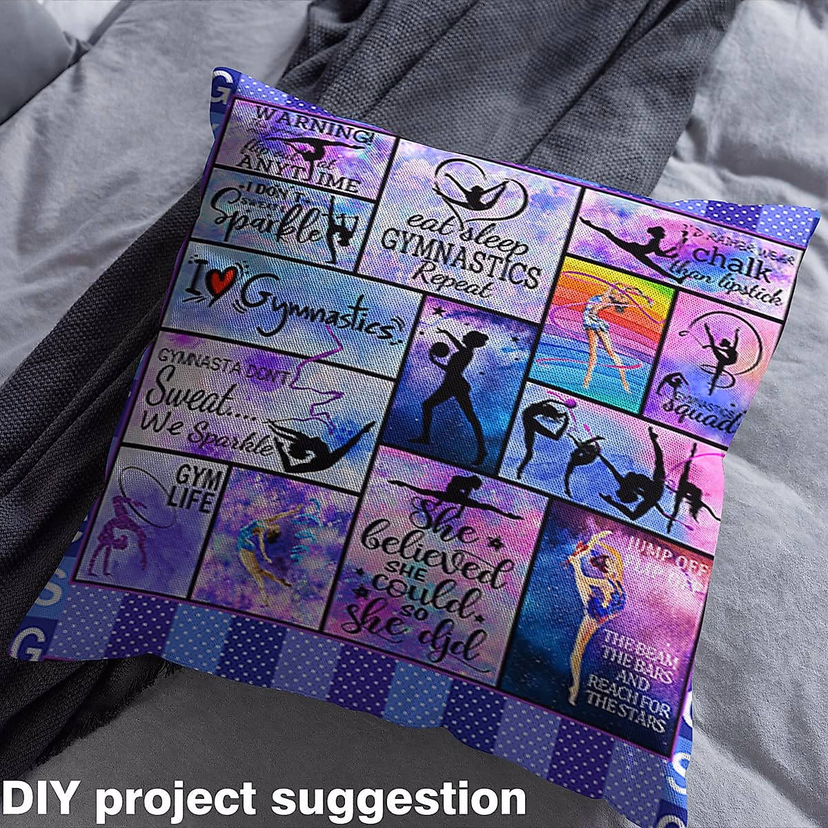 Gymnastics Upholstery Fabric by The Yard,Gymnastics Lovers Home DIY Fabric by The Yard,Starry Galaxy Patchwork Decorative Fabric for Upholstery and Home Accents,1 Yard,Purple Blue