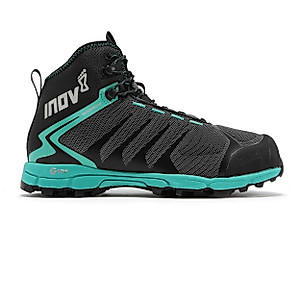 Inov-8 Womens Roclite G 370 - Waterproof Hiking Boots - Lightweight, Breathable - Graphene Grip - Mid Boot Fit - Vegan - Black/Teal 10 W US