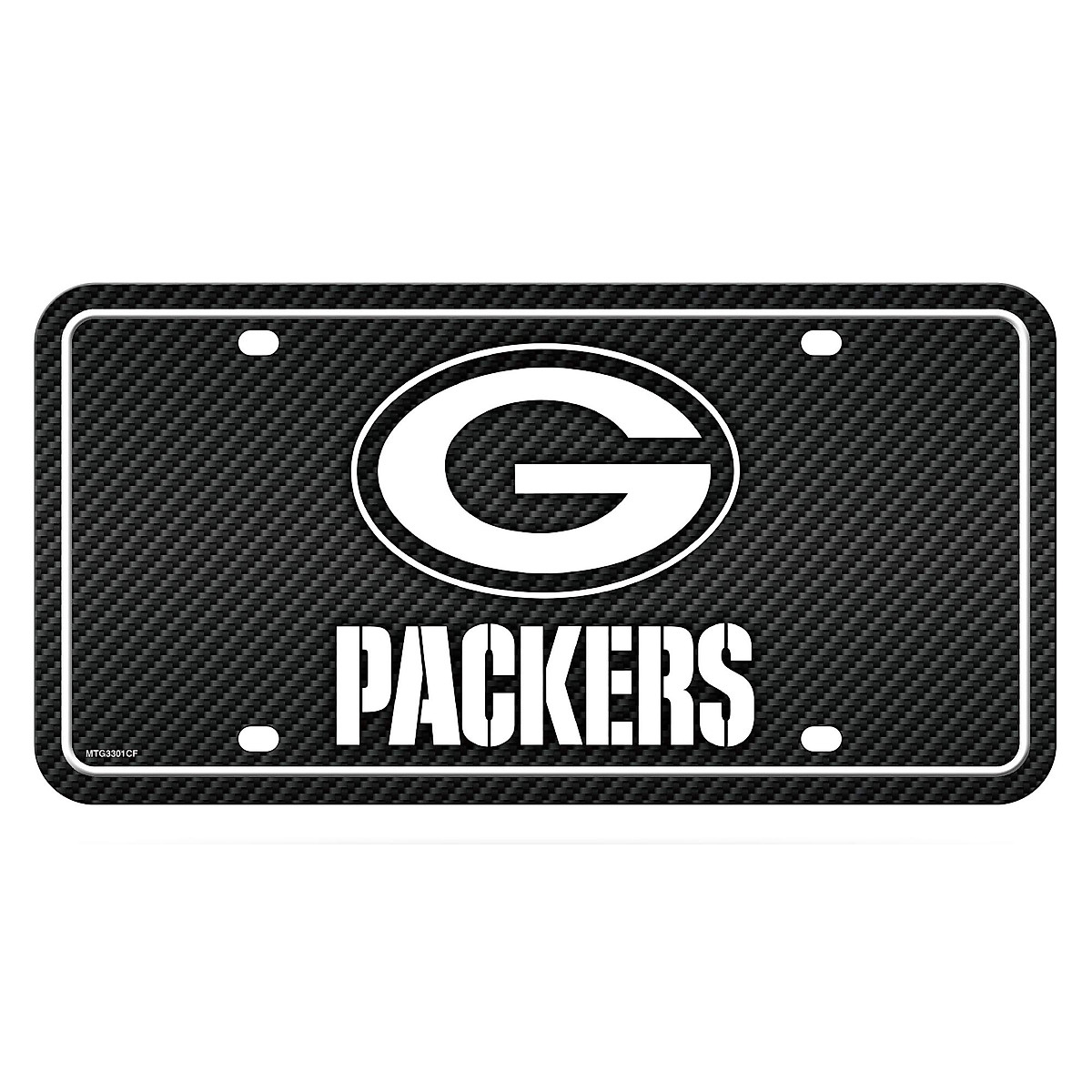 Rico Industries MTG3301CF Packers - Carbon Fiber Design - Metal Auto Tag, Multi, 6x12 Inch