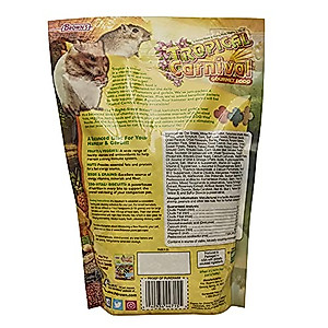F.M. Brown's Tropical Carnival, Gourmet Hamster and Gerbil Food with Fruits, Veggies, Seeds, and Grains, Vitamin-Nutrient Fortified Daily Diet, 2 lb