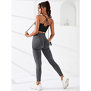 Milumia Women's Crisscross Back Workout Sports Bras Seamless Medium Support Yoga Bra Black Large