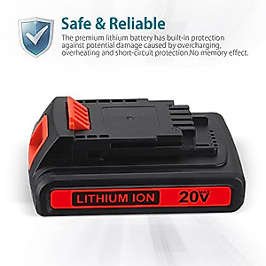ORHFS 2 Packs 3000mAh 20V LBX20 Battery Replacement for Black and Decker 20V Battery LBXR20 LB20 LBX20 LBX4020, Compatible with Black & Decker 20v Cordless Power Tools