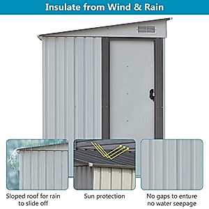 5' x 7' Outdoor Storage Shed, Metal Sheds & Outdoor Storage with Lockable Door and Vents, Garden Shed Tool Storage Shed for Backyard Patio Lawn, White