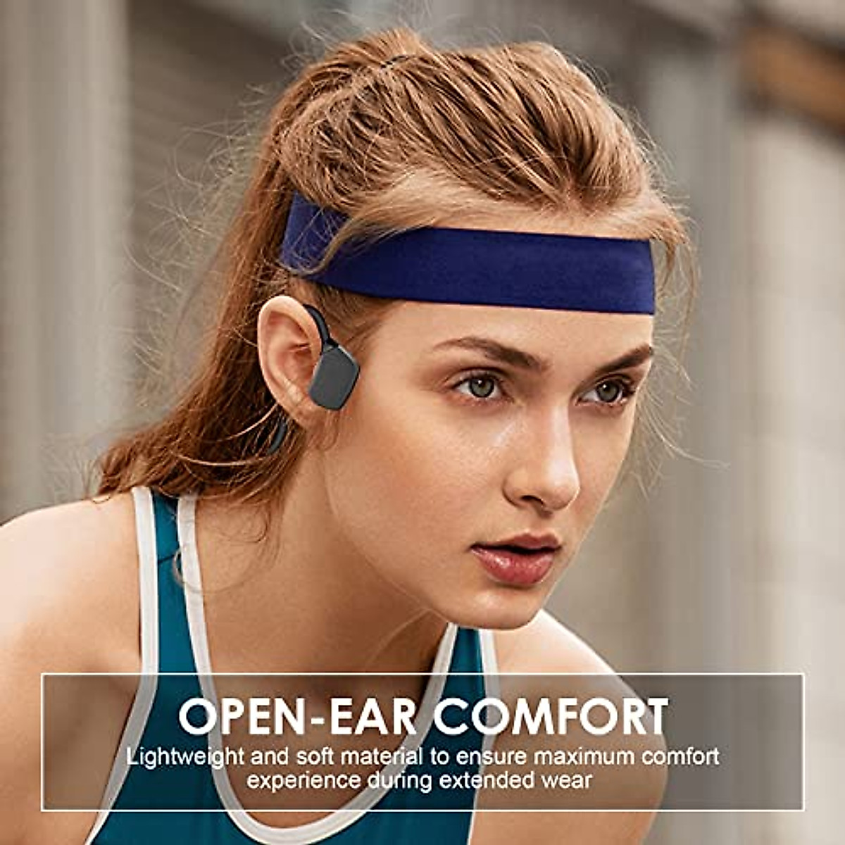 Vounel X5 Pro - Premium Bone Conduction Open-Ear Bluetooth Headphones - Sweat Resistant Sports Headphones - 6+ Hours Playtime Headset for Music/Gaming//Running/Working (Grey)