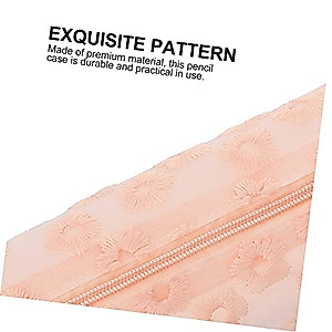 Operitacx 2 pcs Holder Embroidered Pouch Zipper Clear And Pen Pencil Portable Office Canvas Bag Orange Students Colored Makeup Student Pattern Multifunctional Stationery Cosmetic Zippers