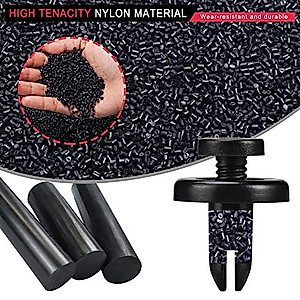 KCRTEK 120 pcs Bumper Clips 6mm 7.6mm 8mm 8.8mm 10mm Nylon Push Rivets,Plastic Rivets with Fastener Removal Sponge Cushions and Cable Ties