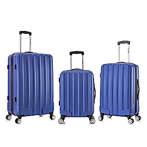 Rockland Santa Monica Hardside Spinner Wheel Luggage, Blue, 19", 24", 28"
