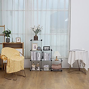 YCOCO Cube Storage Organizer,Grids Bookshelf,Modular Shelving Units, Stackable Bookcase,Plastic Bookshelf,Square Cube Storage 6-Cube Closet Organizer Storage Shelves for Home,Office, Kids Room,White
