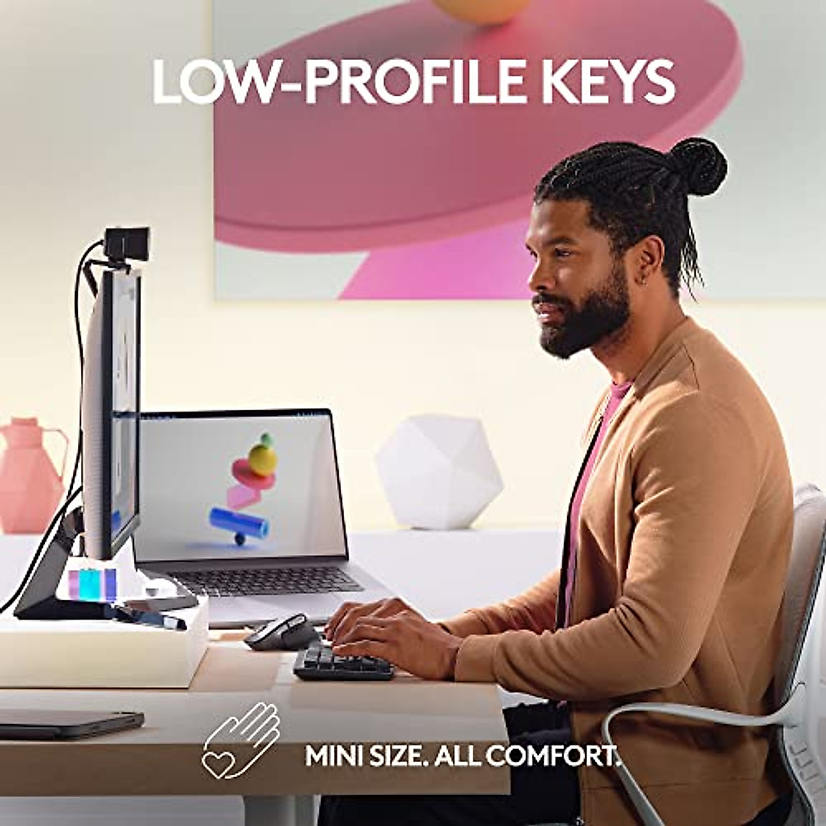 Logitech MX Mechanical Mini for Mac Wireless Illuminated Keyboard, Low-Profile Performance Switches, Tactile Quiet Keys, Backlit, Bluetooth, USB-C, Apple, iPad - Space Grey