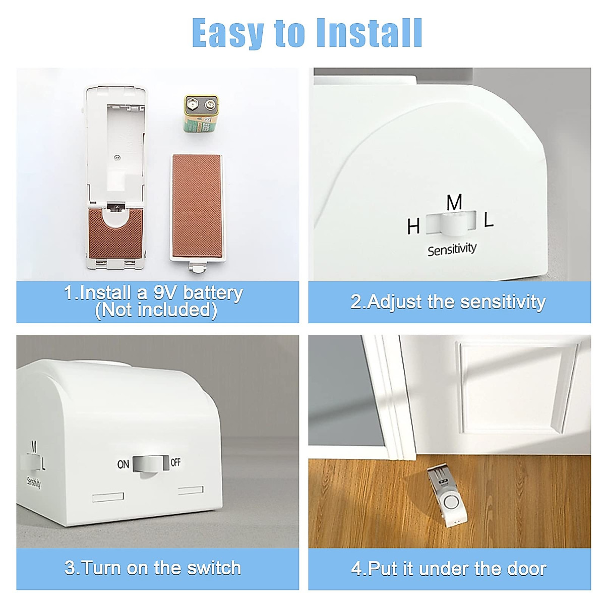 KERUI Door Stop Alarm with 120dB Siren Security Door Stopper Alarm for Travel, Hotel, Apartment and Home, 3 Levels Sensitivity Door Wedge Alarm (Pack of 4)