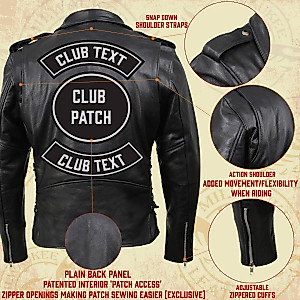 Milwaukee Leather SH1011 Black Classic Brando Motorcycle Jacket for Men Made of Cowhide Leather w/Side Lacing - Medium