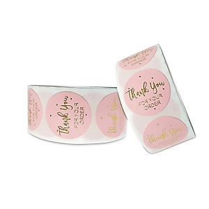 Thank You Stickers, 2 Pack Total 1000pcs 1 Inch Cute Stickers for My Orders Placed Shipping Boxes Small Business Supplies Gift Card Thank You Cool Stickers (Pink 1'')
