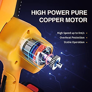 Mini Chainsaw 6 Inch Cordless, TOBTOS 24V Battery Powered Chain Saw with 2x 2.0Ah Battery, Portable Electric Chinsaw with Security Lock, Handheld Chainsaw for Tree Trimming Wood Cutting