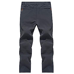 NAVEKULL Men's Ski Snow Pants Fleece Lined Windproof Waterproof Outdoor Snowboard Trousers Winter Warm Soft Shell Hiking Camping Fishing Climbing Travelling Black Grey Pants With Zipper Pockets