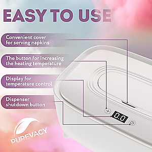 PUREVACY Baby Wipe Warmer Dispenser. White Baby Diaper Warmer Wipes Heater 8W. Silent Wet Wipes Warmer, Newborn Essentials, Baby Shower Gifts