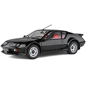 1983 Alpine A310 Pack GT Noir Irise Black with Red Interior 1/18 Diecast Model Car by Solido S1801205