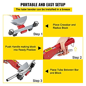 VEVOR Pipe Bender, 7 Dies 1/4-7/8 Inch Refrigeration Ratcheting Tube Bender Kit, 90° Tubing Bender with Reverse Bending Attachment for HVAC