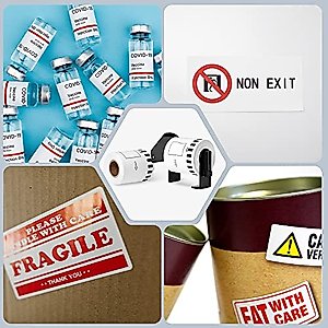 6 Rolls, MarkDomain DK-2251 Black/Red Label on White Paper Tape Compatible Label Roll Brother DK 2251 Continuous Length Replacement Labels 2.4in x 50ft with 1 Frame for QL-800, QL-810W, QL-820NWB