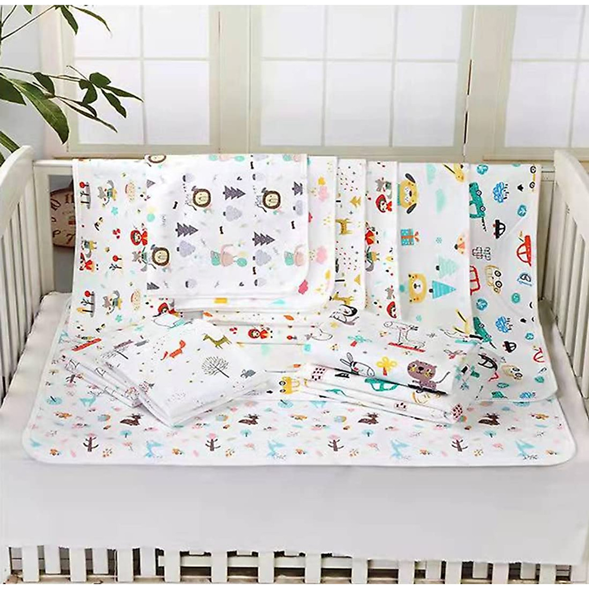 Monvecle Baby Infant Waterproof Cotton Changing Pads Washable Resuable Diapers Liners Mats Forest 40" x 28"