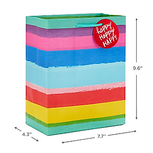 Hallmark Assorted Birthday Gift Bags (8 Bags: 4 Medium 9", 4 Large 13") Birthday Cake, Stripes, Balloons, Solids in Red, Yellow, Blue