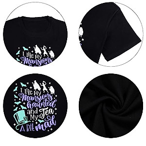 Beware of Hitch Hiking Ghost Shirt Women Funny Halloween Shirt Haunted Mansion Tshirt Hocus Pocus Fall Short Sleeve Top