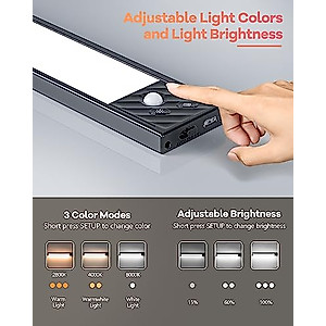 2023 Newest 65 LED Motion Sensor Lights Indoor 3 Color Temps, 2 Packs Dimmable Under Cabinet Lighting, 2500mAh Rechargeable Wireless Closet Lights Night Light for Drawers, Wardrobe, Stair, Kitchen
