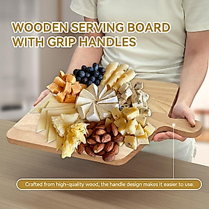 10 Pcs Charcuterie Board Set, 17"x13" Large Premium Wood Cheese Board with Handle Wooden Serving Platter for Mothers Day Gifts House Warming Gifts Wedding Gifts for Couple Bridal Shower Gift
