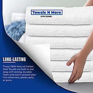 Towels N More 6 Pcs New Gym Towels 20x40 White 100% Cotton Loop Terry Bath Towels Salon Towels Light Weight Fast Drying(6)