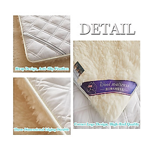 Mattress Topper Sheet Protector Underblanket with Straps - Extra Thick Mattress Pad Cover Woolmark Under Blanket(White,79 * 87")