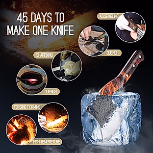 Handmade Meat Bone Cleaver Knife, Hand Forged Butcher Knife Axe, Heavy Duty Full Tang Bone Chopper Axe For Kitchen Outdoor BBQ, High C