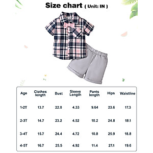 YUEMION Toddler Baby Boy Shorts Sets Outfit, Infant Kid Short Sleeve Shirt Top+shorts Suits