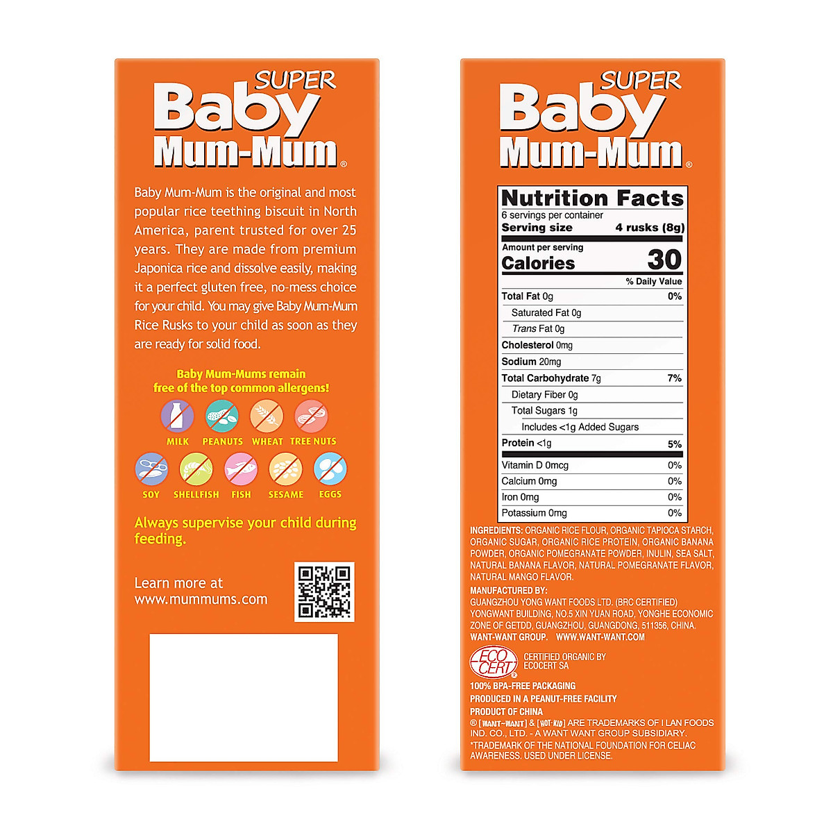 Baby Mum-Mum Organic Super Tropical Rusks 1.76 Ounce, 24 count (Pack of 6)