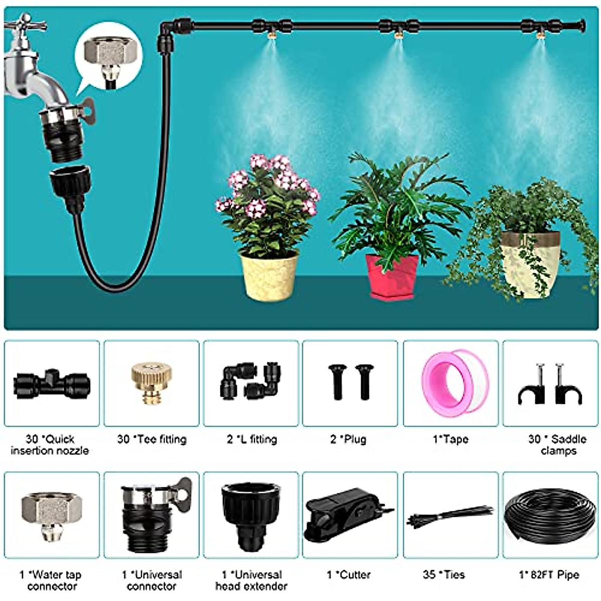 Misters for Outside Patio, Outdoor Misting Cooling System for Patio, Water Mister Outdoor, Outdoor Mister System for Garden Trampoline Greenhouse