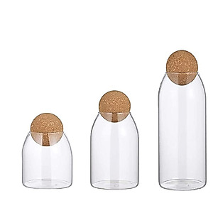 Glass Jar with Wood Lid Ball Jar Food Storage Container Clear Candy Jars Food Storage Canister Sugar Coffee Tea Beans Spice Salt Storage 3 Pcs