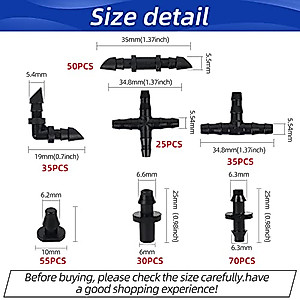 WISSXNA 300PCS Barbed Connectors Drip Irrigation Fittings Kit,Irrigation Connector for 1/4'' Tubing Garden Lawn Irrigation(Single barbs,End Plug,Barbs, Elbows Fittings,4-Way Connector,Tees,Coupling)