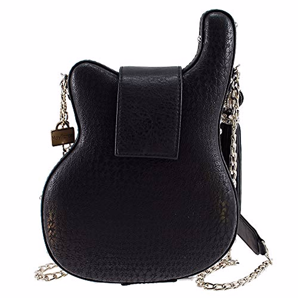 Mary Frances Greatest Hits Beaded Guitar Crossbody Handbag Purse, Black/White