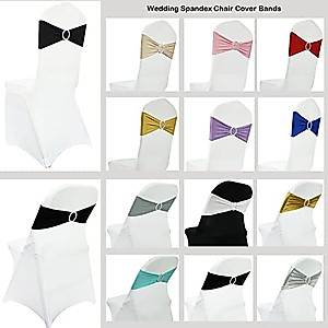 Maiangel Spandex Chair Sashes Bands 50PCS Stretch Chair Ties Bows with Buckle Slider for Wedding Party Banquet Decoration (Gold)