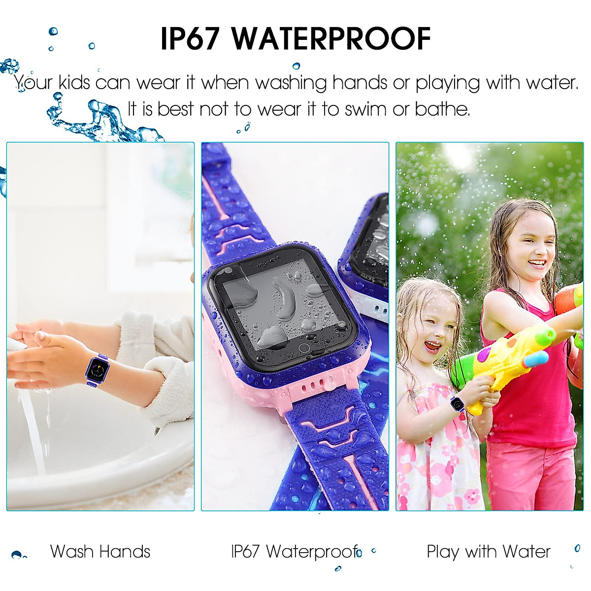 cjc 4G Kids Smartwatch, Smart Watch for Kids, IP67 Waterproof Watches with GPS Tracker, 2 Way Call Camera Voice & Video Call SOS Alerts Pedometer WiFi Wrist Watch, 3-12 Years Boys Girls