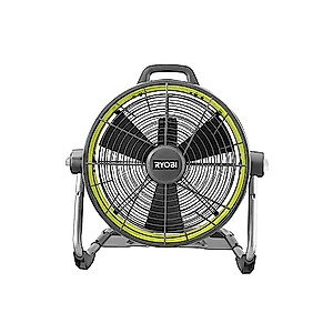 RYOBI ONE+ 18V Cordless Hybrid WHISPER SERIES 14 in. Air Cannon Fan (Tool Only), PCL813B, GREEN
