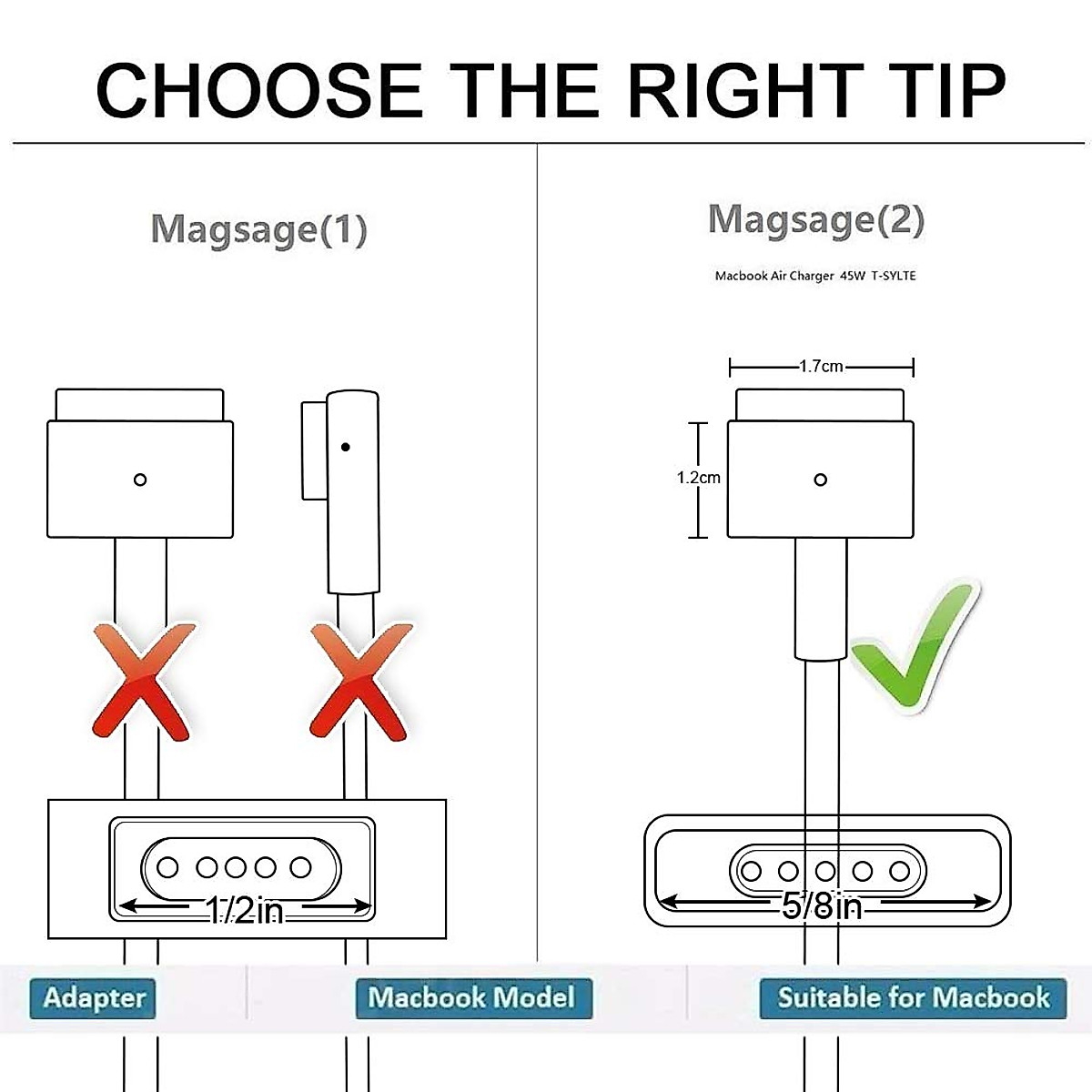 Mac Book Air Charger, AC 45W Magnetic T-Tip Power Adapter Charger Compatible with MacBook Air 11-inch/13-inch (2012-2017)