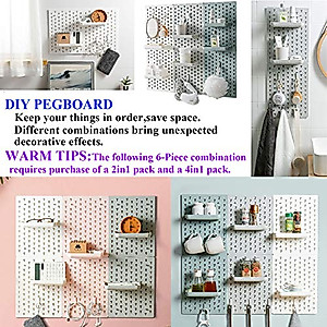 AncBace Wall Shelf Floating Shelves Wall Mount Shelf Pegboard Hooks Organizer Storage Racks Decorative DIY for Living Room Kitchen Bathroom Office Entryway Plastic Convenient (1, Pink)