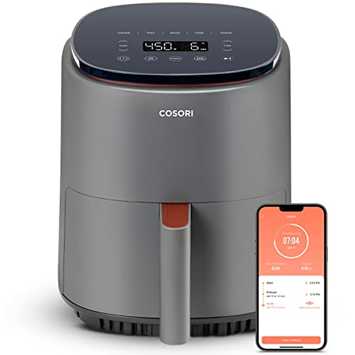 COSORI Air Fryer 4 Qt, 7 Cooking Functions Airfryer, 150+ Recipes on Free App, 97% less fat Freidora de Aire & Electric Kettle with Stainless Steel Filter and Inner Lid, 1500W 1.7L Glass Tea Kettle
