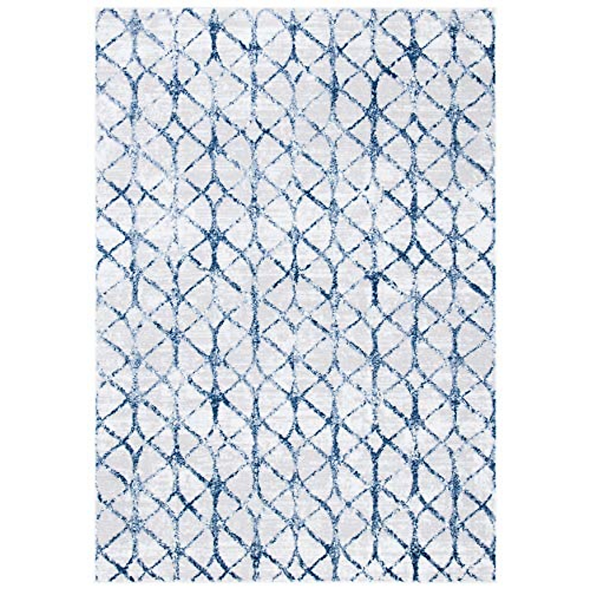 SAFAVIEH Amelia Collection 5'3" x 7'6" Grey / Navy ALA792G Geometric Non-Shedding Living Room Bedroom Dining Home Office Area Rug