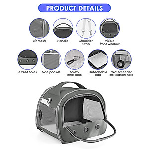Bissap Guinea Pig Carrier Bag, Portable Small Animal Carrier Pouch for Hamster Chinchilla Rabbit Gerbil Hedgehog Sugar Glider Outgoing Travel Carrying Case - Grey