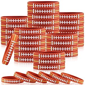 Zhanmai Football Silicone Wristbands Party Favors Football Stretch Sport Themed Supplies(48 Pieces)