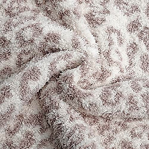 Soft Plush Fluffy Leopard Knitted Throw Blanket, Lightweight Warm Cozy Reversible Blanket Cheetah Blanket, Perfect for Couch, Bed, Sofa, Cream