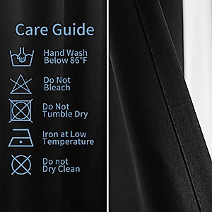 Pickluc Grommet Blackout Curtain for Living Room, Light Blocking Drapes, Thermal Insulated, Noise Reduction, 52 Inches Wide x 96 Inches Long, Black, 2 Panels