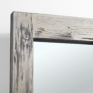 KIAYACI Full Length Mirror Floor Mirror Wood Frame Wall Mounted Mirror Distressed Style Wide Frame Dressing Make Up Mirror for Bathroom/Bedroom/Living Room/Entry/Farmhouse (Light Gray, 58" x 24")