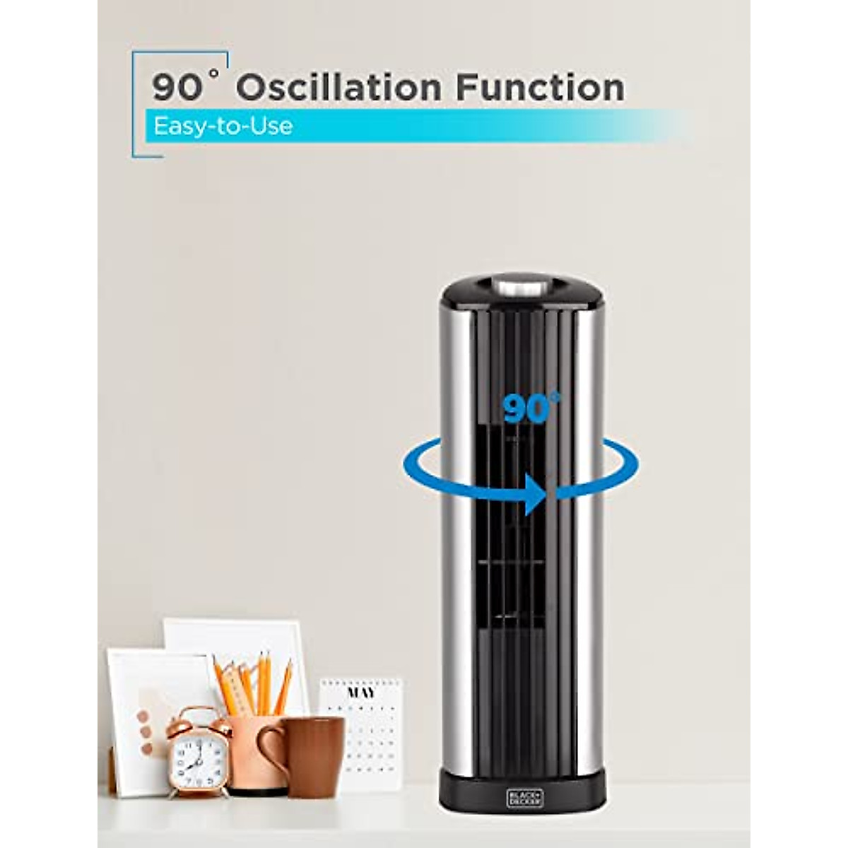 BLACK+DECKER Mini Tower Fan - Quiet Oscillating Stand up 14 Inch Desk Fans