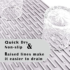 LeMuna Silicone Dish Drying Mat, Kitchen Sink Mat Non-Slip Easy Clean Heat-resistant, Dish Drainer Mat for Kitchen Counter, Sink, Refrigerator or Drawer liner (12" x 16")